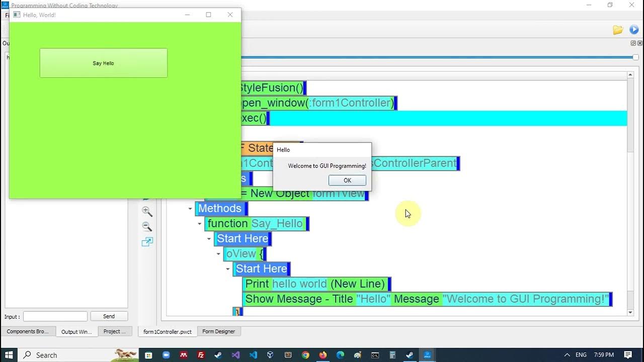 PWCT Sample - GUI, Layout, Button & Click Event - YouTube