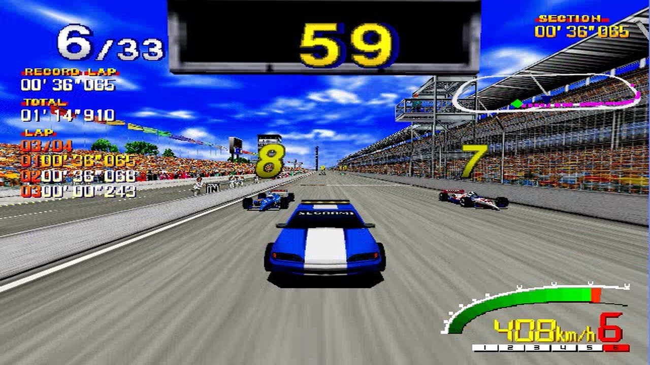Indy 500 - Sega Model 2 - Pace Car vs. Indy Cars - No.1 - Reverse Mode ...