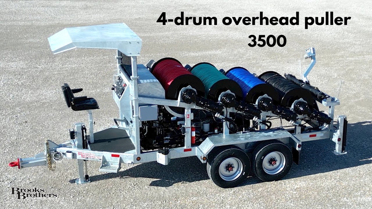 Wire Stringing Equipment - 4 drum Overhead Puller - 3500 - YouTube