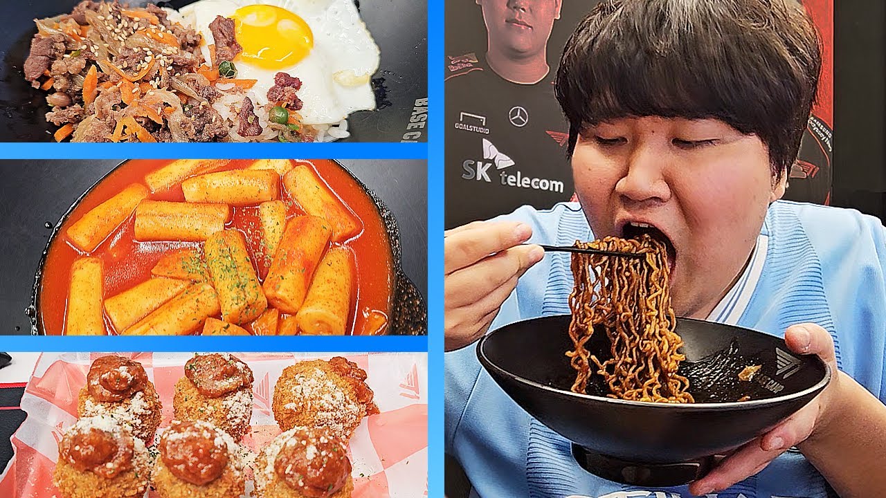 새벽1시에 PC방에서 T1선수들 Pick메뉴 짜파게티,떡볶이,덮밥 먹방!! [ Ramyun Mukbang ] - YouTube