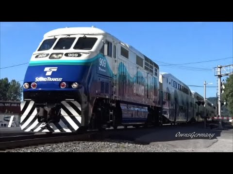 7 Sounder Train Rush Hour w/ Horn Blasting Music! Feat. F59PH & MP40PH ...