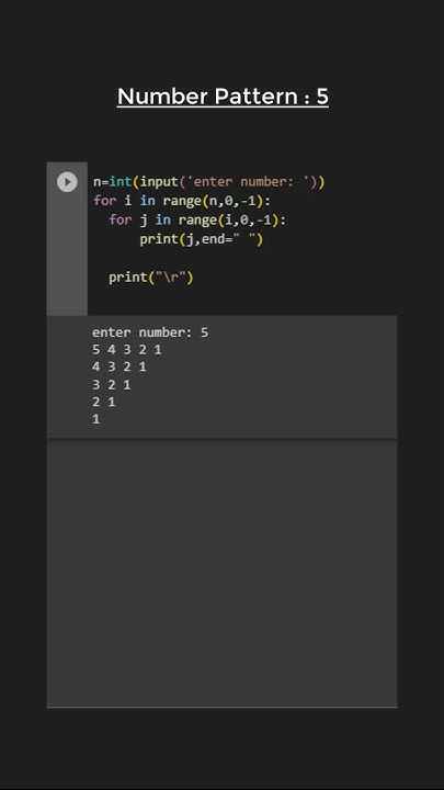 This is how DOWNWARD TRIANGLE PATTERN is done with NUMBERS in Python ...