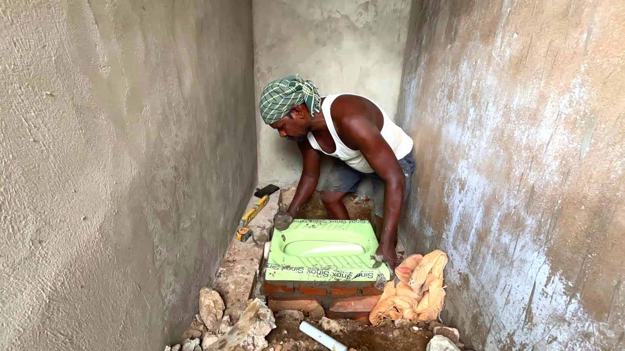 WoW Amazing! & Indian Toilet seat Installation Of Construction-Using by ...