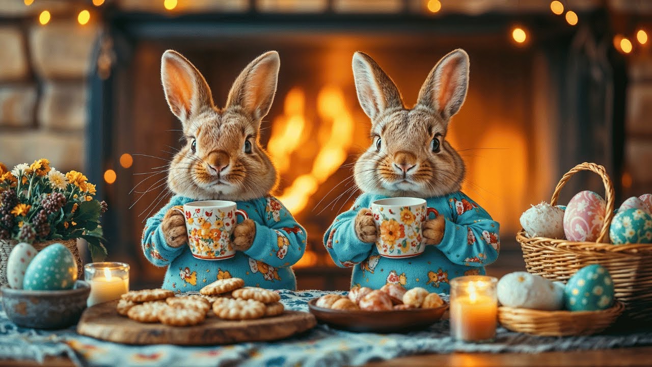 Happy Easter Coffee Jazz – Cozy Café with Fireplace, Chill Spring Jazz ...