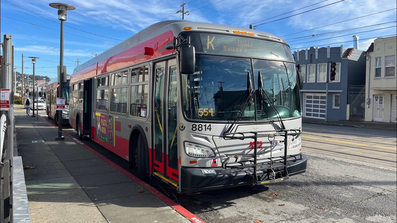 ⁴ᴷ⁶⁰ Half Day Motorization | SF MUNI 2016 New Flyer XDE40 #8814 on K ...
