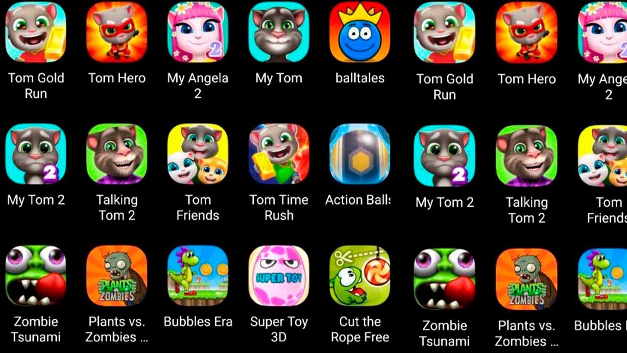 Talking Tom Gold Run, My Tom 2, Tom Hero, Zombie Tsunami, Red Ball 4 ...