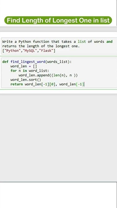 Length Of Longest One Python Function Python List Sort Pythonprogramming
