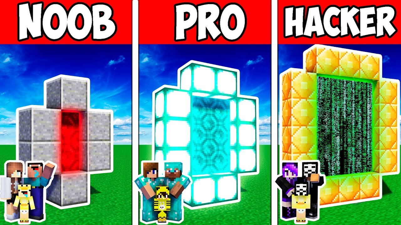 Minecraft NOOB vs PRO vs HACKER : FAMILY MODERN BLOCK PORTAL ADVENTURE ...