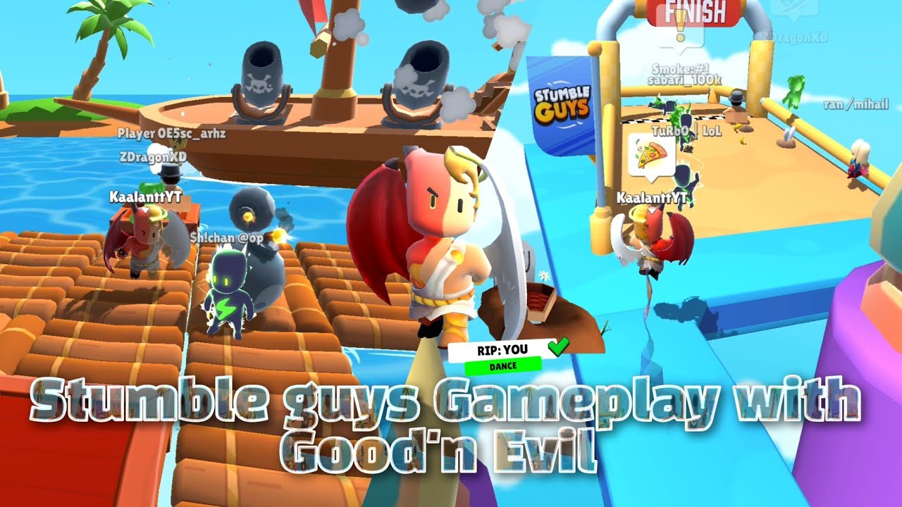 Stumble Guys Gameplay with New Good'n Evil Skin from Stumble pass - YouTube