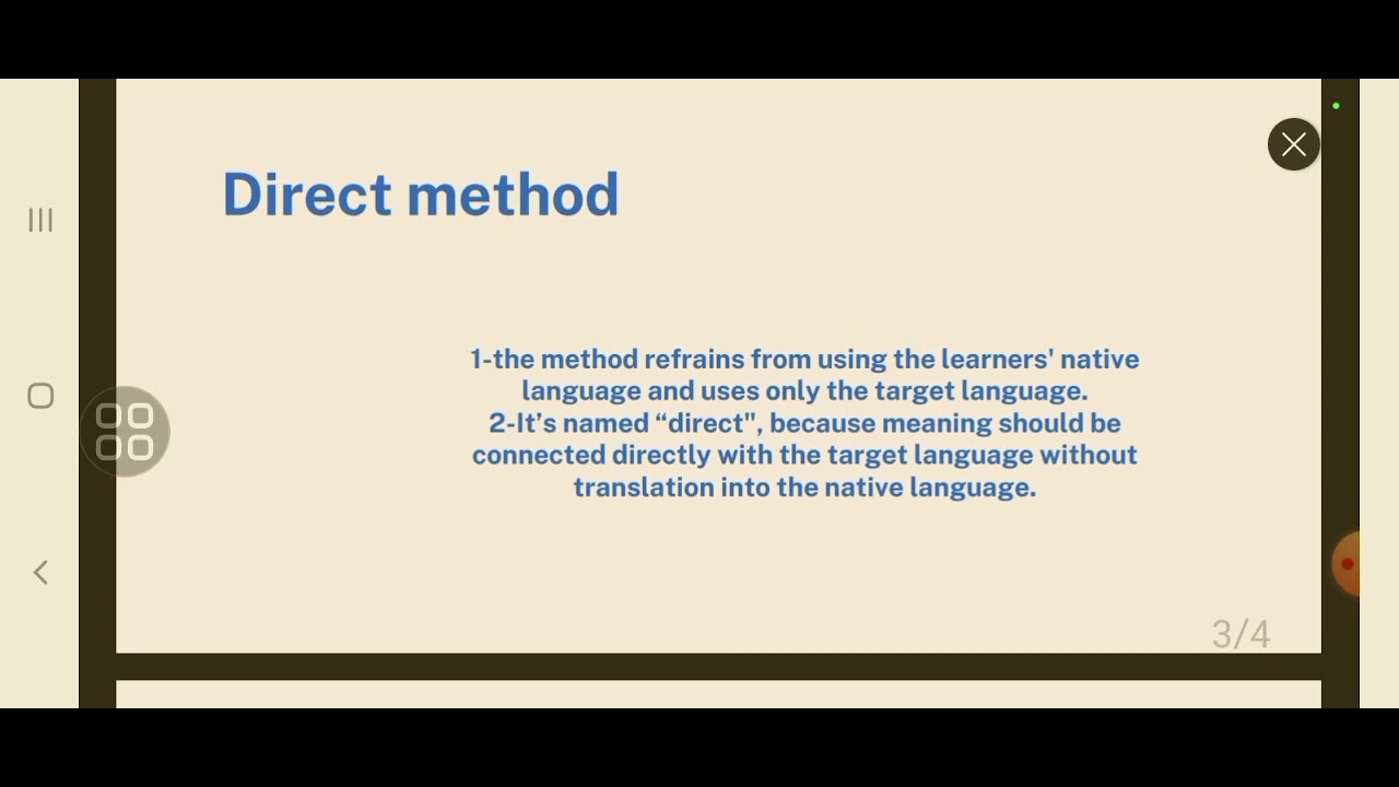 Language teaching methods (Grammar translation method, Direct method ...