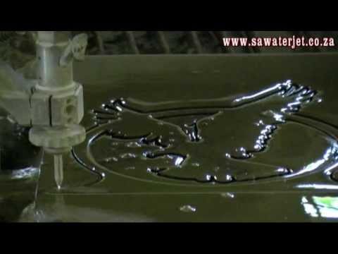 WaterJet Cutting an Eagle out of 80mm Rubber - YouTube