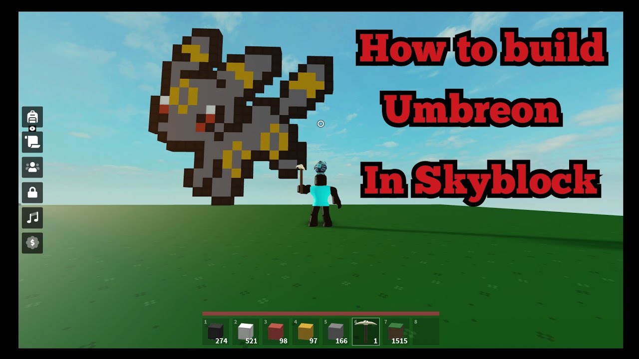 How to build umbreon in roblox skyblock - YouTube