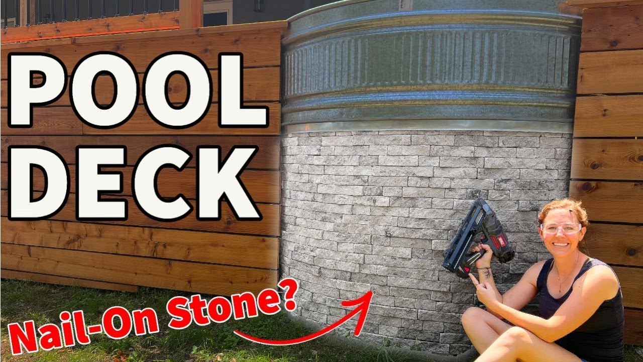 Above Ground Pool with Easy Stone Veneer - YouTube