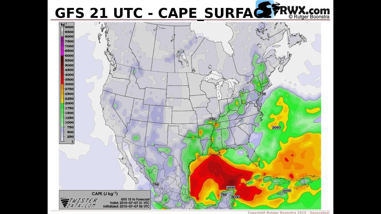 Severe Weather Maps for July 07, 2015 (Tue) - SPC Risk: MRGL - YouTube
