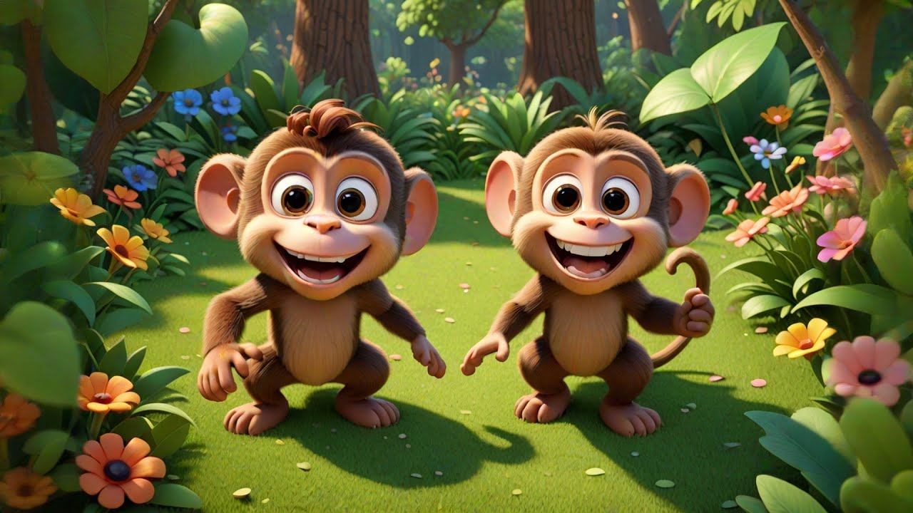Five Ticklish Monkeys Giggle and Fall | Funny Monkey Rhyme for Kids ...