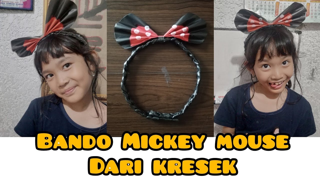 cara membuat Bando Mickey mouse dari kresek merah hitam - YouTube