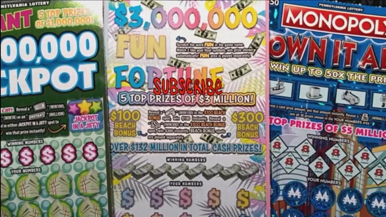INSTANT JACKPOT, FUN FORTUNE & Monopoly Pennsylvania Lottery scratch ...