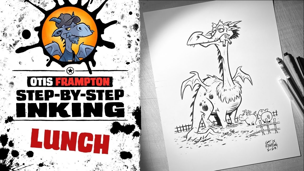Inking Step-By-Step: Dragon Lunch Illustration! - YouTube
