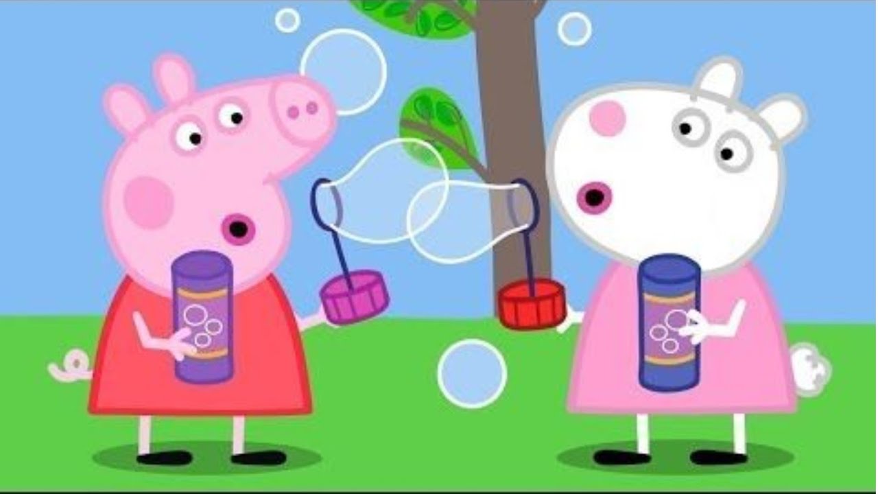 Peppa pig playing with bubbles | Peppa pig coloring book - YouTube