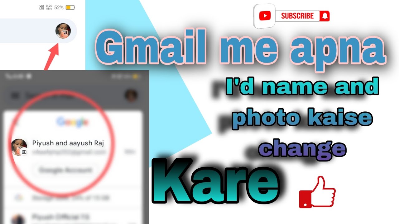 HOW TO CHANGE YOUR GOOGLE ID NAME AND PHOTO IN GMAIL ||. Gmail me apna ...
