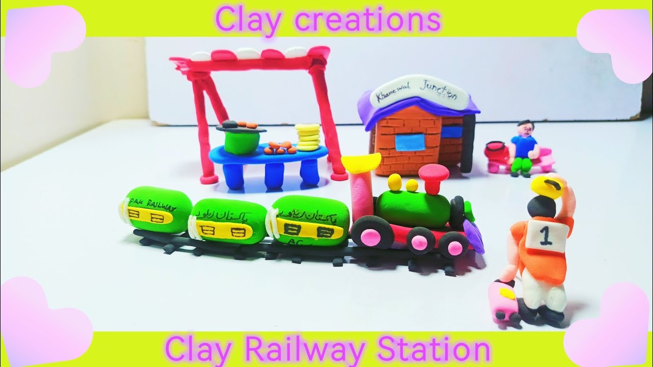 How to make railway station🚞🚆 with polymer clay|miniature train,food ...