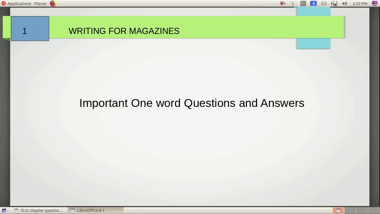 One word questions and answers- Writing for magazines - YouTube
