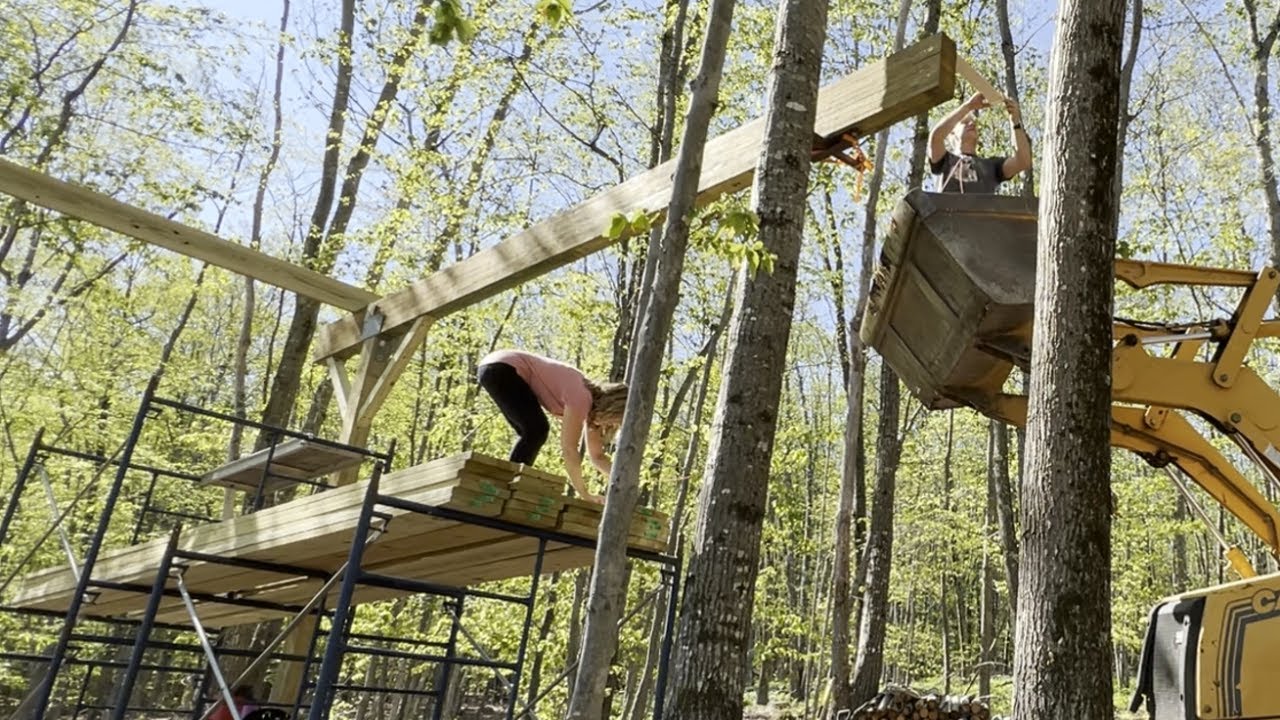 Installing Floor Joists for the Treehouse - YouTube