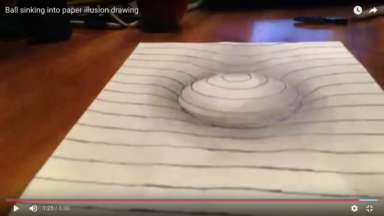 Ball sinking into paper illusion drawing - YouTube