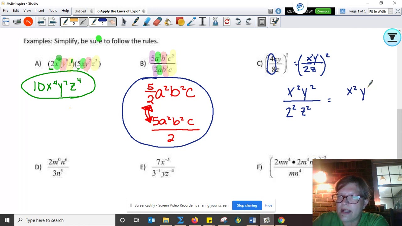 6 Apply the Laws of Exponents to Perform Operations on Expressions ...