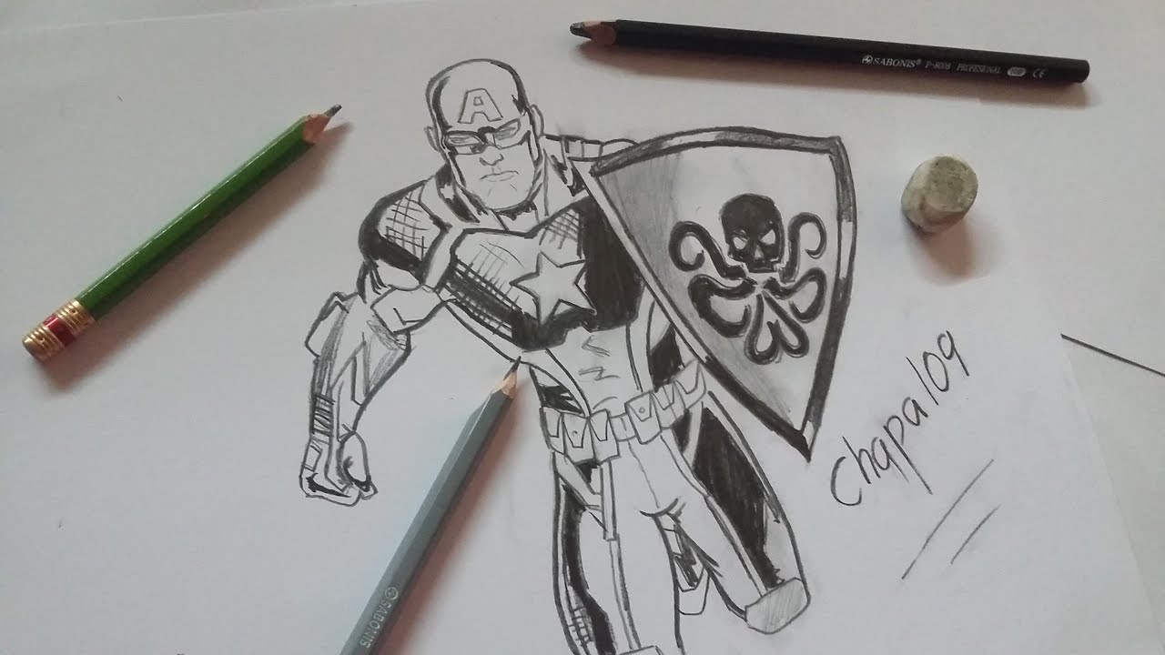 Dibujo de Capitan America: Hydra???/ Drawing Captain America: Hydra ...