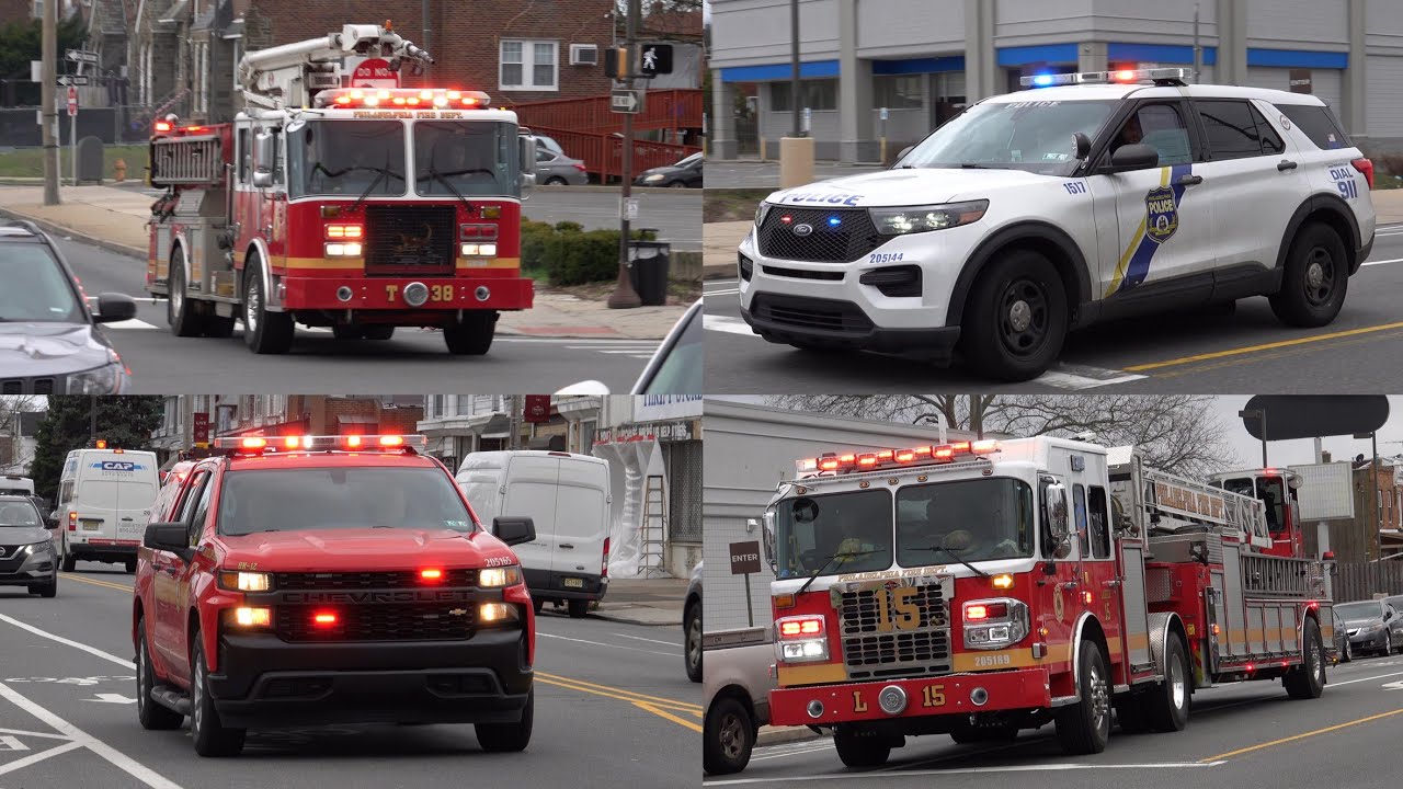 PFD Water Tower 38, Ladder 15, Battalion 12, & PPD Responding - YouTube