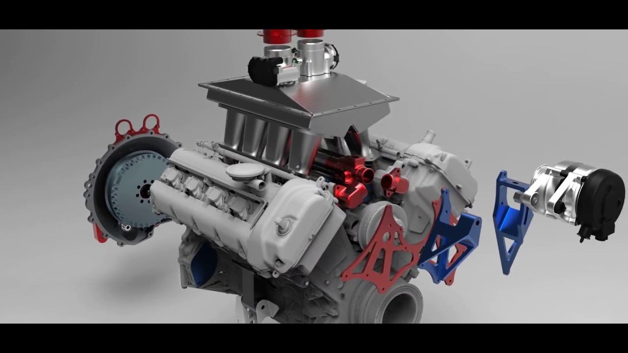 Belly Fender CAD rendering of Jaguar Land Rover AJv8 engine - YouTube