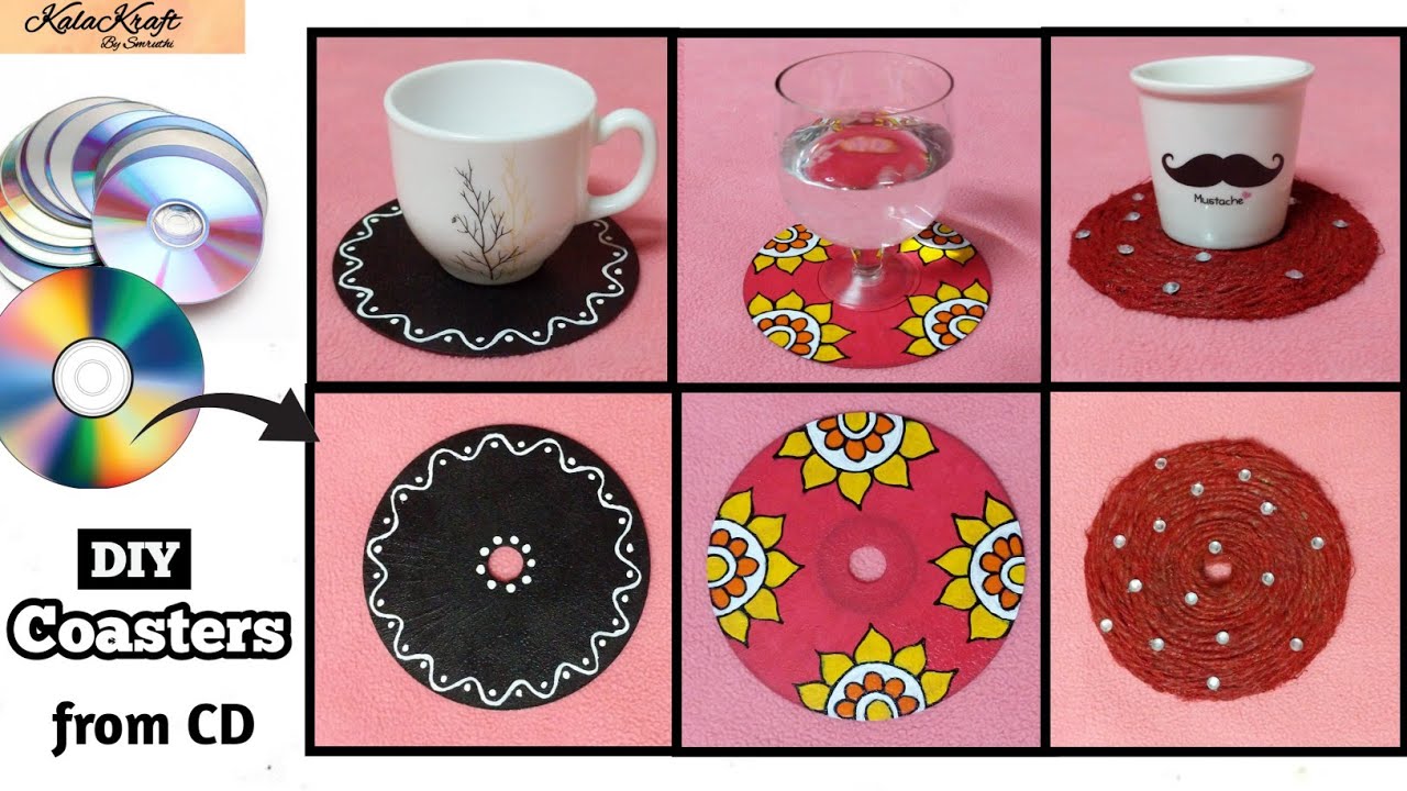 DIY Easy Coasters | How to make tea coasters | CD Coasters | Coaster ...