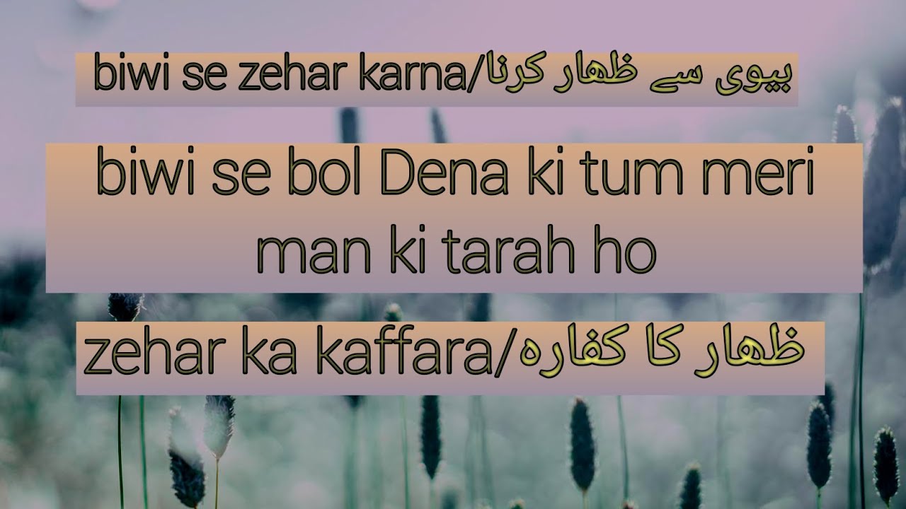 zihar in Islam/zihar Kiya haiظھار کیا ہے / ظھار کا کفارہ - YouTube