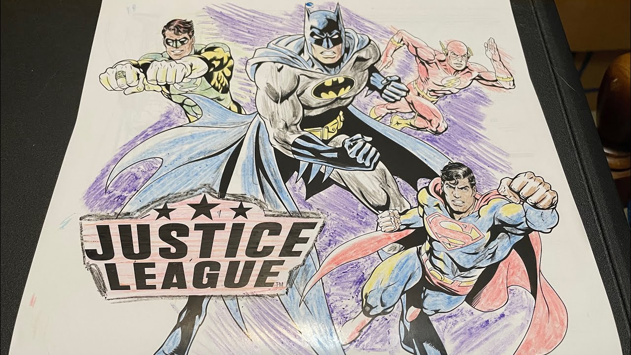 Coloring a JUSTICE LEAGUE 2025 calendar page - YouTube
