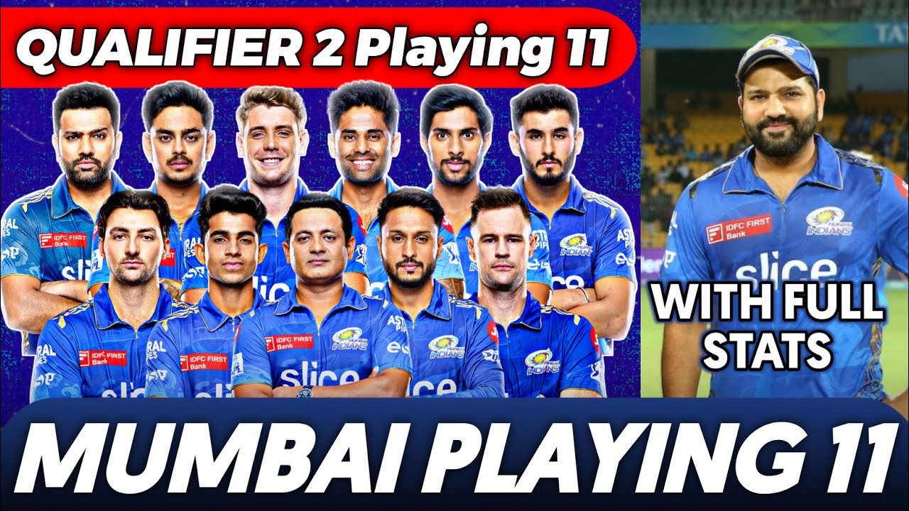 IPL 2023 - Mumbai Indians Playing 11 for Qualifier 2 || MI Playing 11 ...