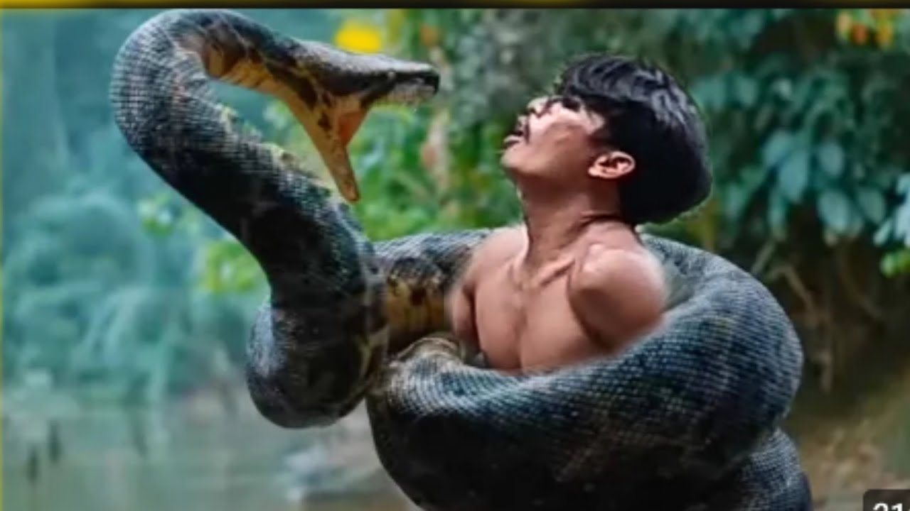 Anaconda snake attack the man in the forest || Primitive insider # ...
