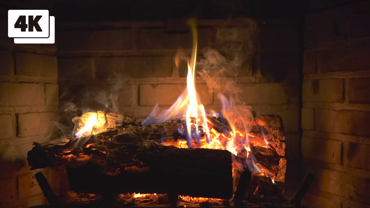 4K Relaxing Virtual Fireplace With Crackling Ambience Fire Sounds with ...