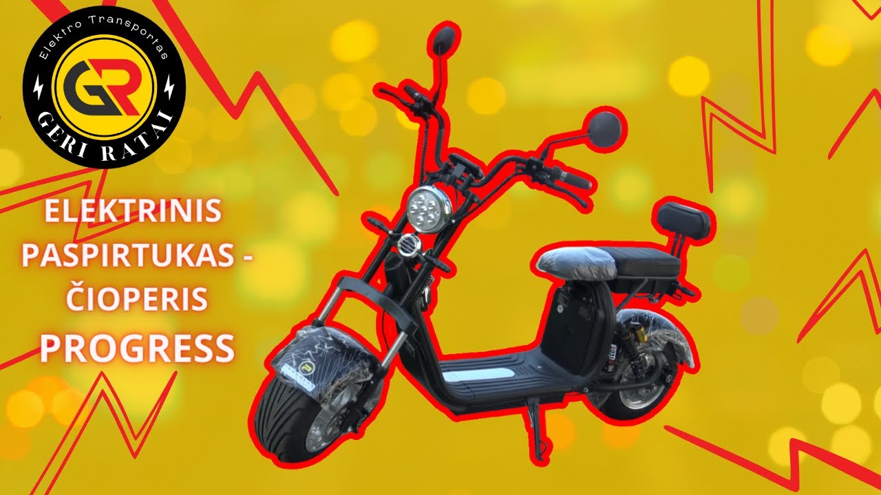 Elektrinis paspirtukas - čioperis Progress 1500W 60V 12ah Juodas su ...