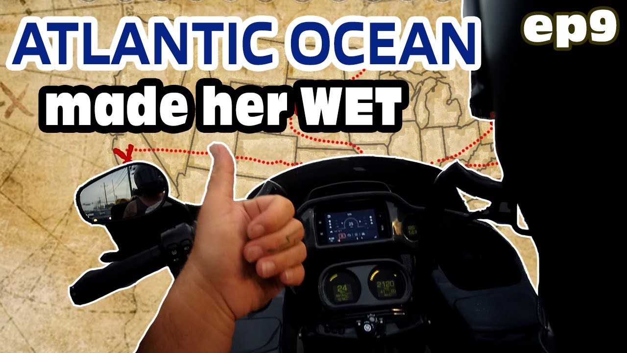 Motorcycle Ride to Atlantic Ocean - makes her wet! | long distance ...