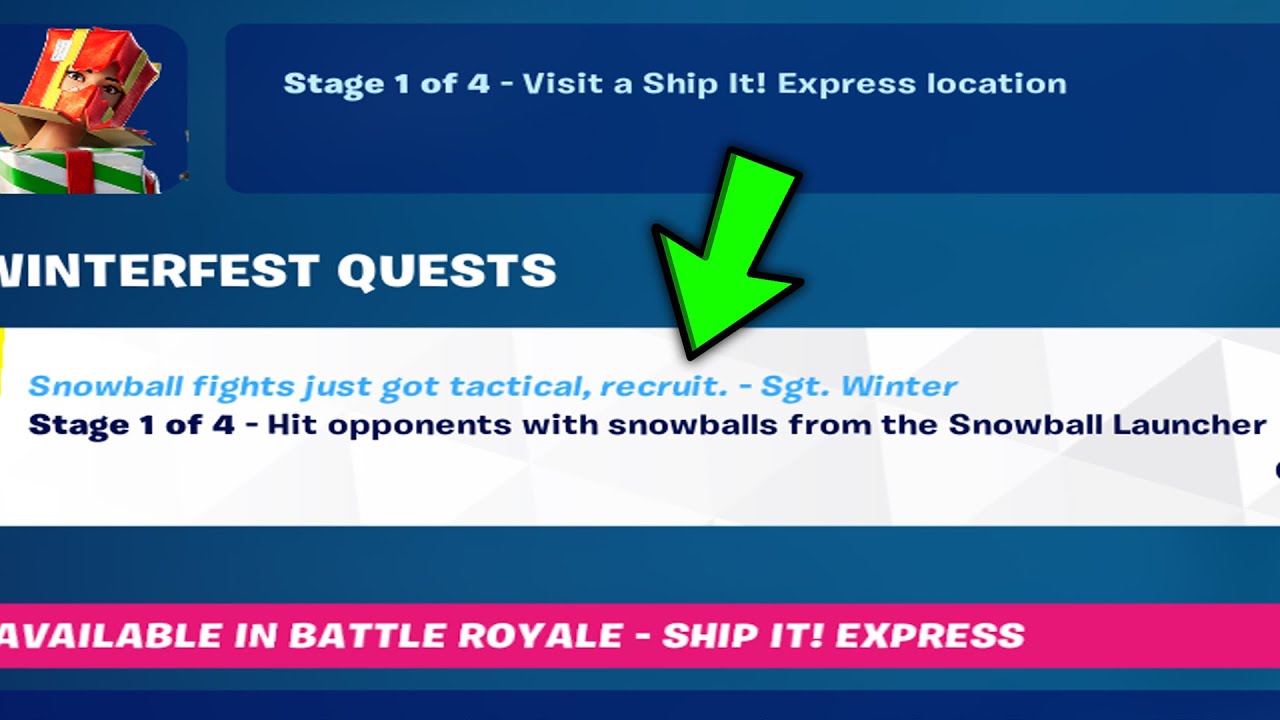 Stage 1 of 4 - Hit opponents with snowballs from the Snowball Launcher ...
