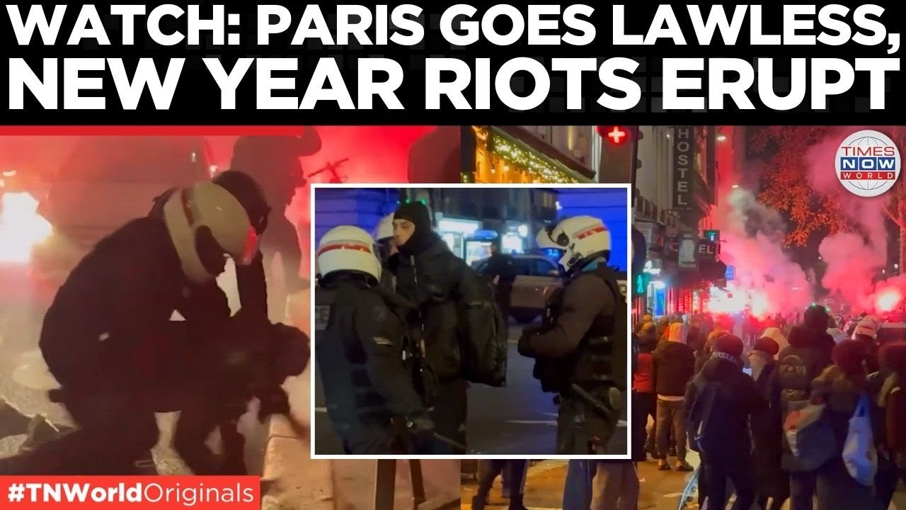 FIREWORKS ABOVE, RIOTS BELOW: Paris New Year Turns Violent - YouTube