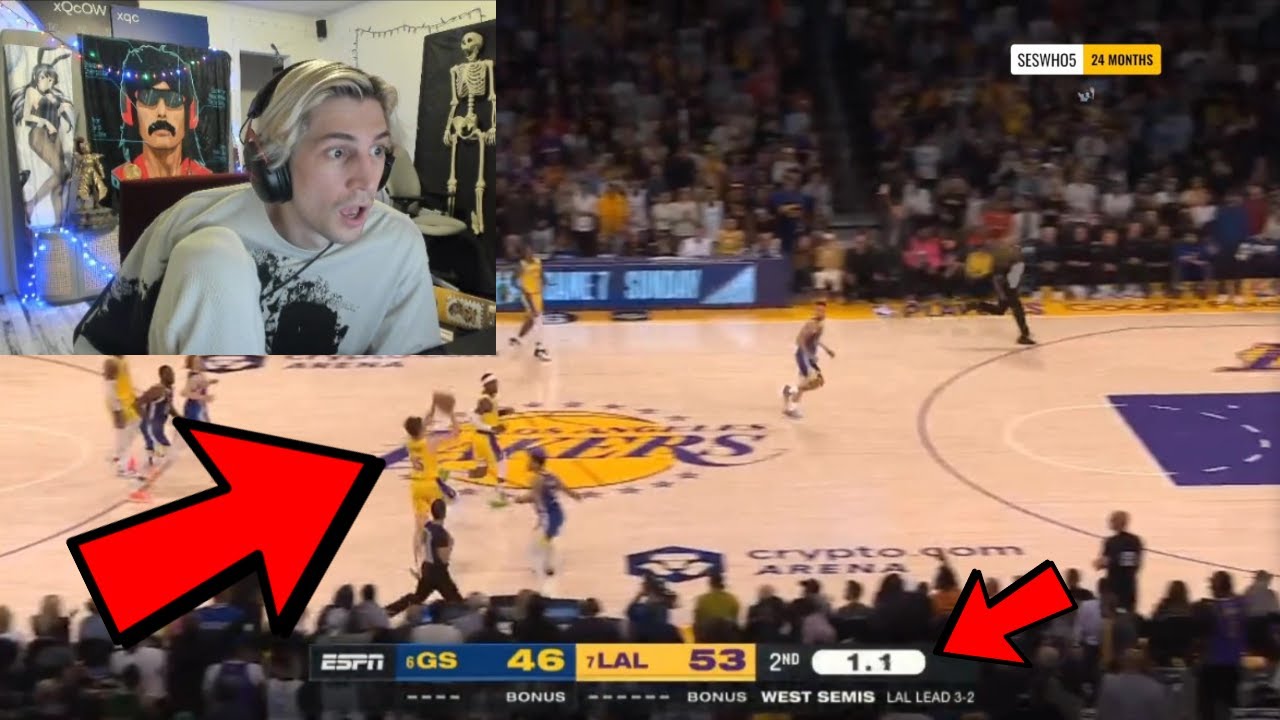 Xqc Reacts To Austin Reaves Hits Insane Half Court Shot At Buzzer Vs Warriors Game 6 Youtube