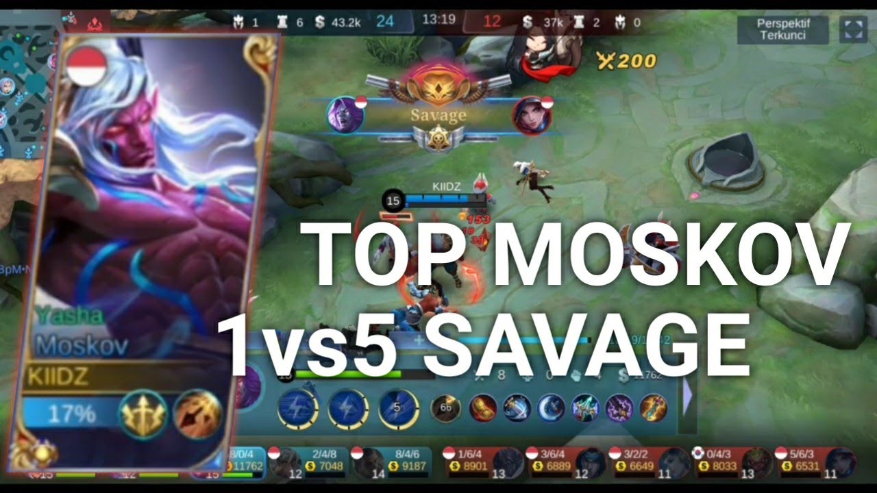 TOP GLOBAL MOSKOV 1vs5 SAVAGE!!!, MOBILE LEGEND - YouTube