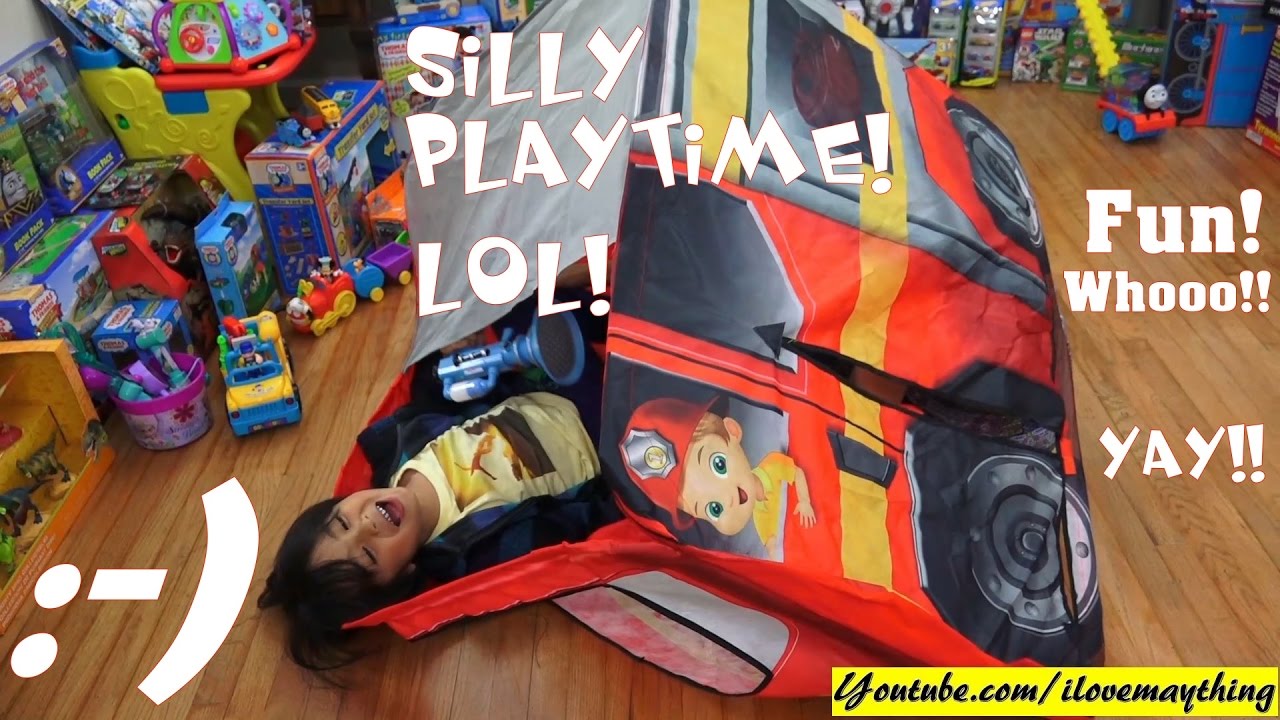 Kids' Toy Playtime Channel: Playhut Fire Truck Play Tent Unboxng and ...