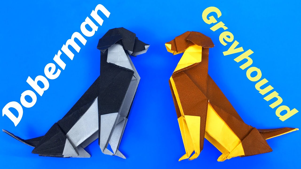 How to origami a Greyhound dog 🟩 make a Doberman dog out of just one ...