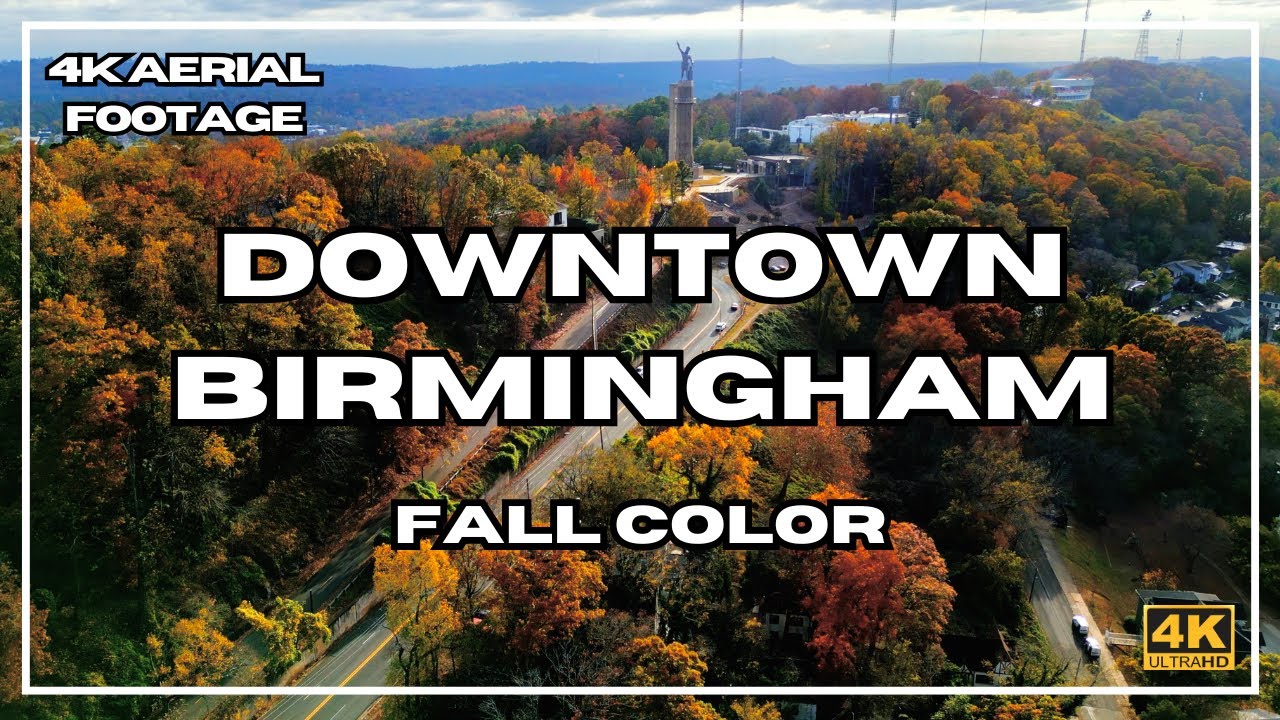 Autumn in Downtown Birmingham: Vulcan and Fall Color- 4K Aerial Drone ...