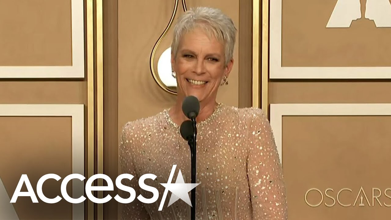 Jamie Lee Curtis Makes Everyone Laugh In Oscars Press Room Intv - YouTube