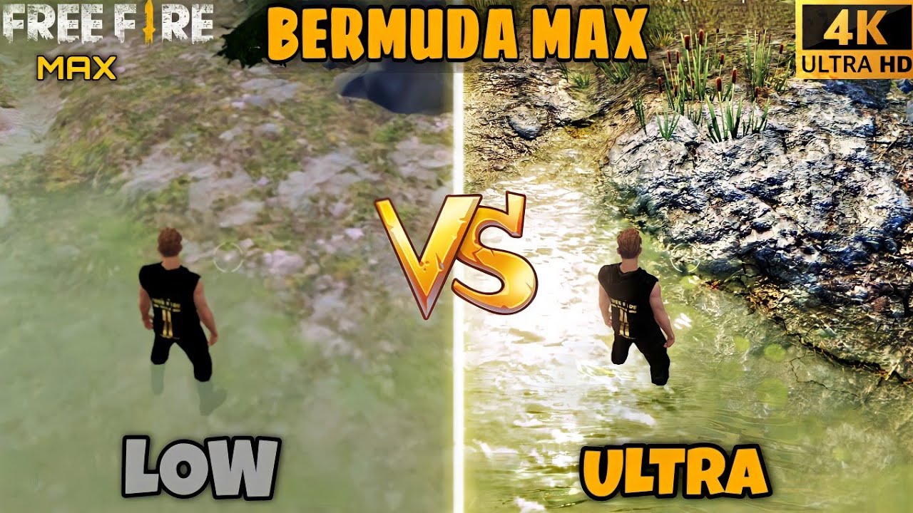 FREE FIRE MAX (BERMUDA MAX) LOW SETTING VS ULTRA SETTING COMPARISON IN ...
