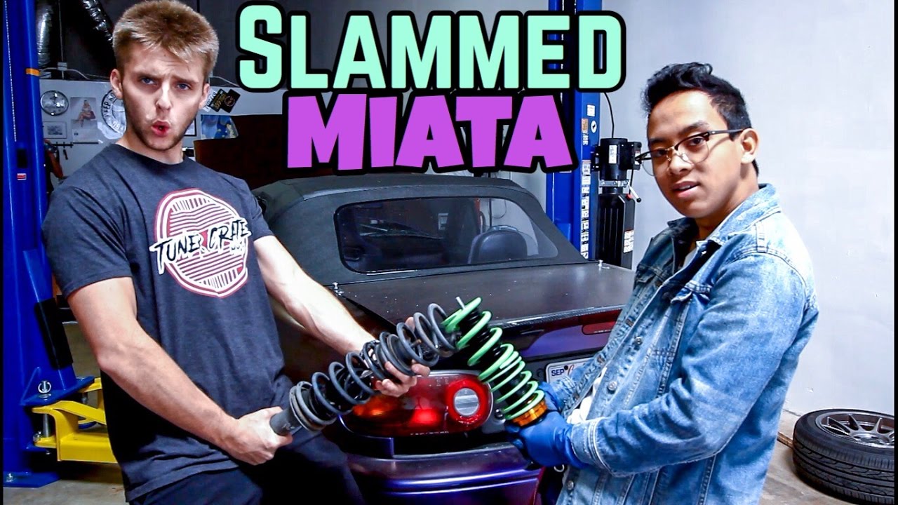 WE SLAMMED THE MIATA - Coilover Install - YouTube